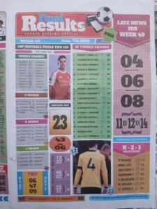 Week 49 Weekly Telegraph Pool Paper, Dream, Final Results